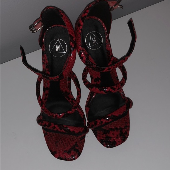 Missguided | Shoes | Missguided Red Snake Skin Heels | Poshmark